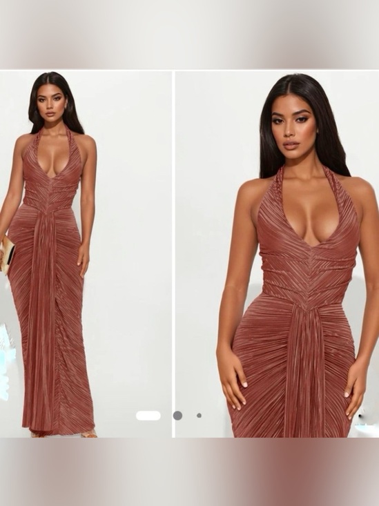 Fashion Nova | Dresses | Fashion Nova My Moment Pleated Halter Maxi ...